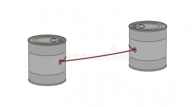 Two Tin Cans Connected by String Simple Communication Device Stock ...