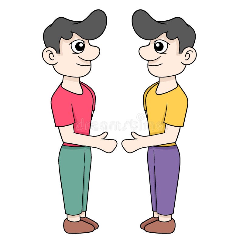 Illustration of Two Twin Boys Standing and Greeting Stock Vector ...