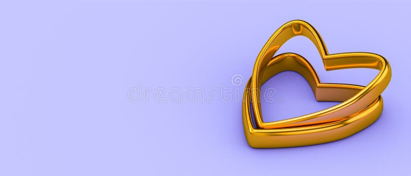 Illustration of Two Wedding Gold Heart Rings with Blank Background ...