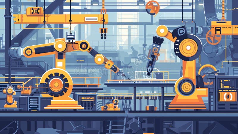 Illustration of a Ultra-modern Factory that Embodies the Concept of ...