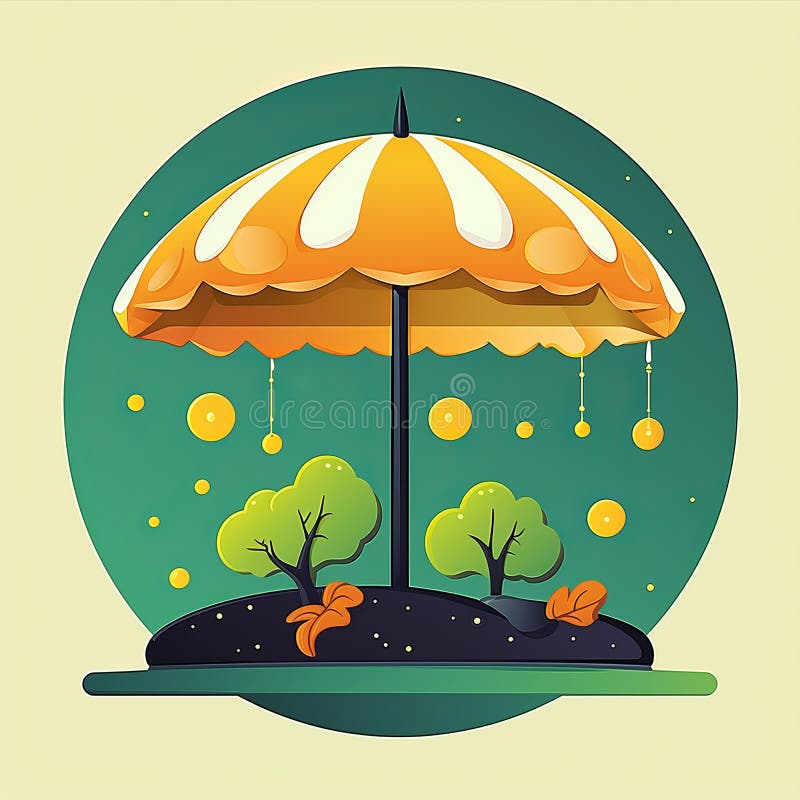 An Illustration of an Umbrella with Trees Under it Stock Illustration ...