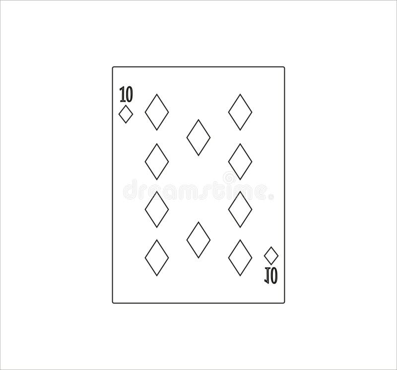 Illustration of an Uncolored Number Ten of Diamonds Playing Card for ...