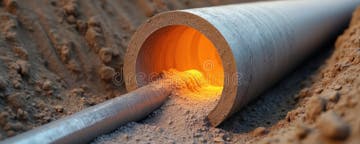 Illustration of Underground Pipe with Resin Liner, Curing Process ...