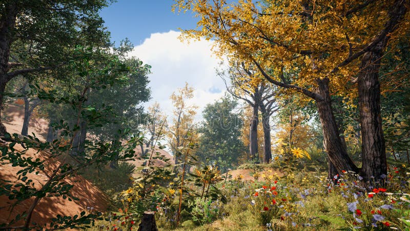 Illustration of an Undergrowth with a Biome Rich in Vegetation on a ...