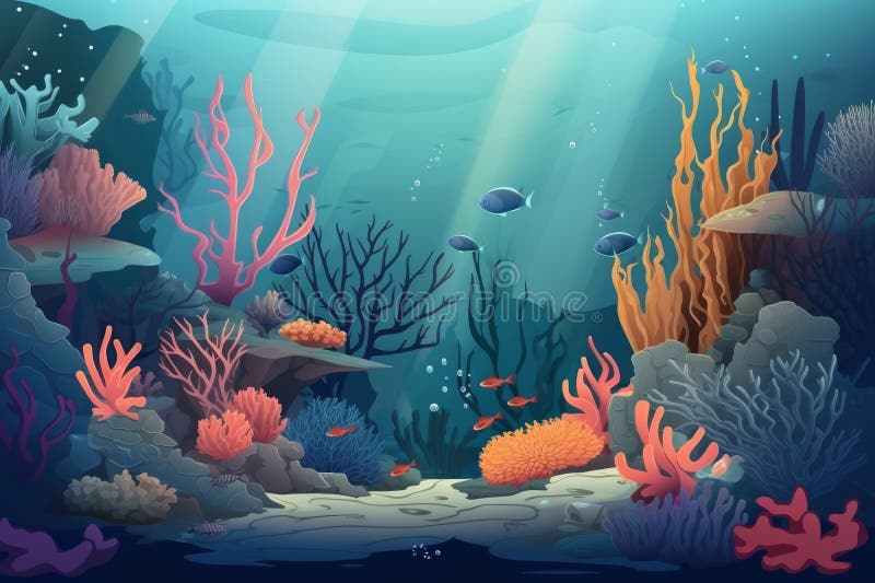 Illustration of an Underwater Coral Scene, Shallow Water Stock ...