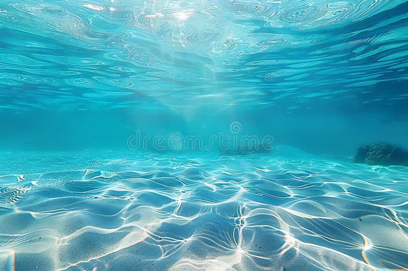 Underwater View of Clear Blue Water with Ripples and Light Reflections ...
