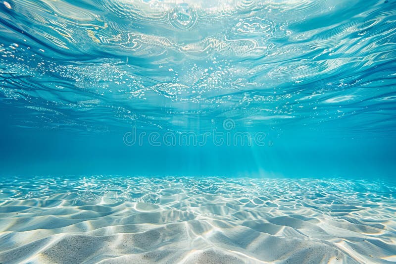 Illustration of Underwater View of Clear Blue Water with Ripples and ...