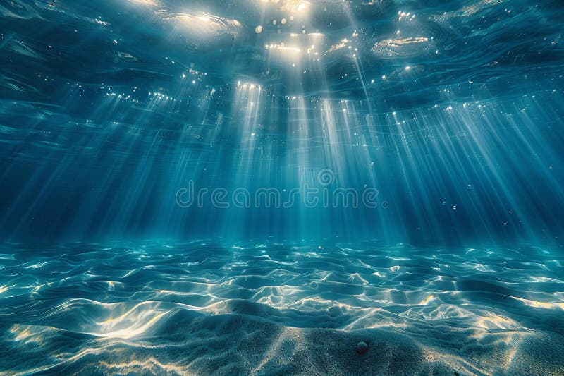 Illustration of Underwater View of the Ocean Floor with Light Rays ...
