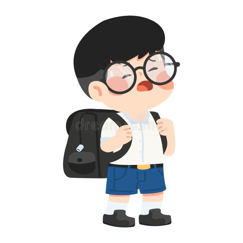 Illustration of Unhappy Schoolboy with Backpack Stock Vector ...
