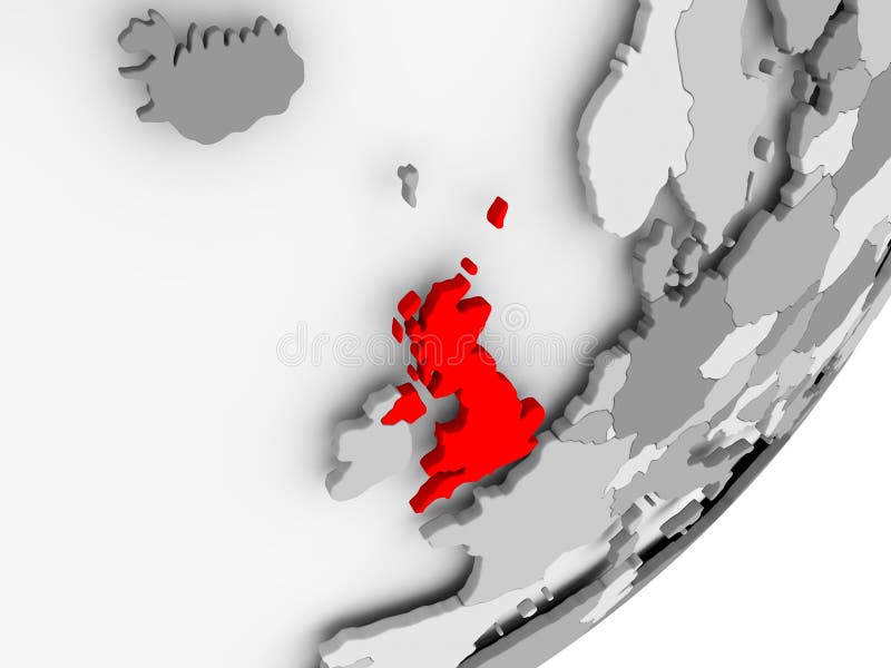 United Kingdom in Red on Grey Map Stock Illustration - Illustration of ...