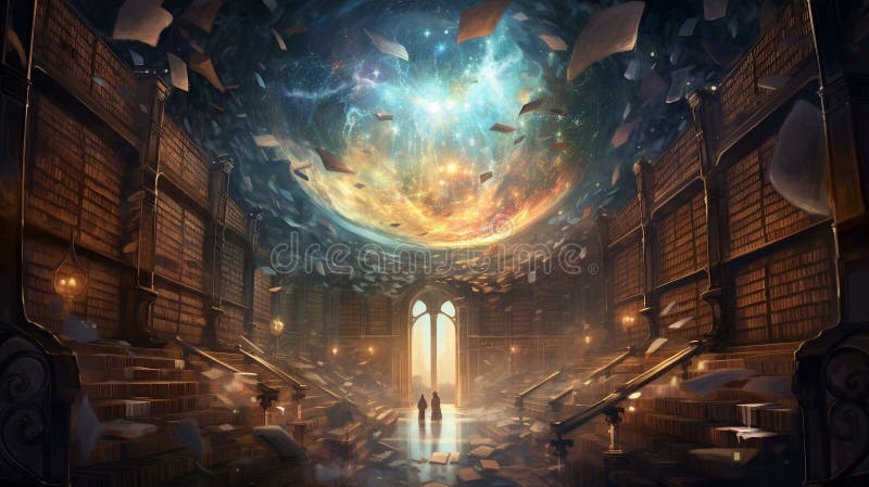 Illustration. Universal Library Akashic Chronicles Stock Photo - Image ...