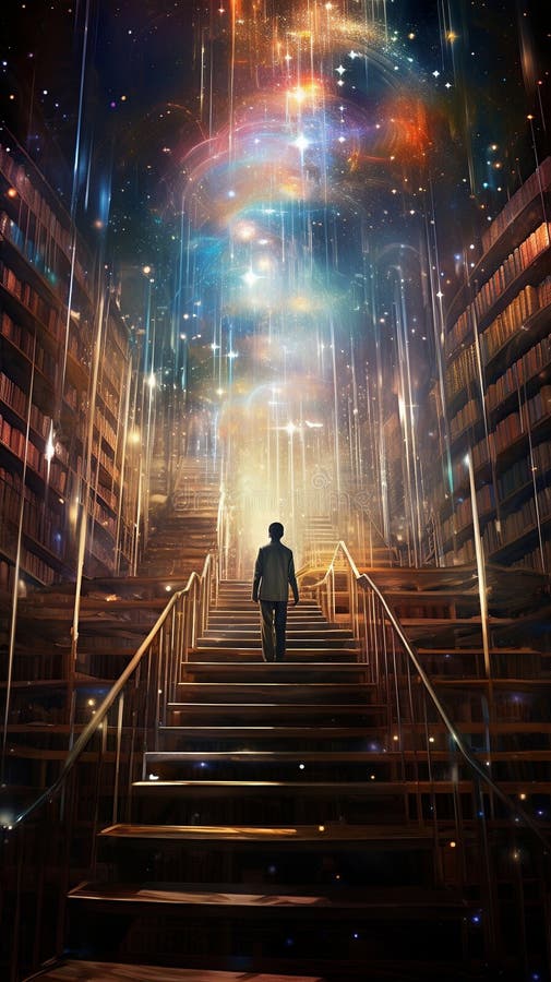 Illustration. Universal Library Akashic Chronicles, Vertical Background ...