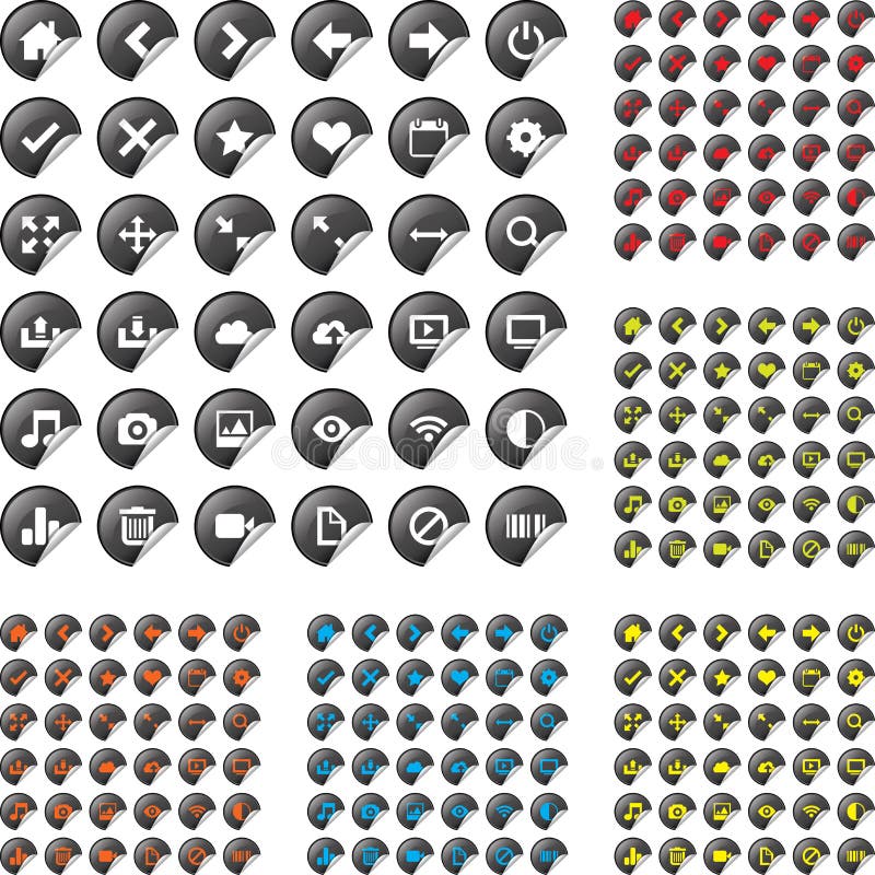 200 Sticker Universal Icons Set 2 Stock Vector - Illustration of labels ...