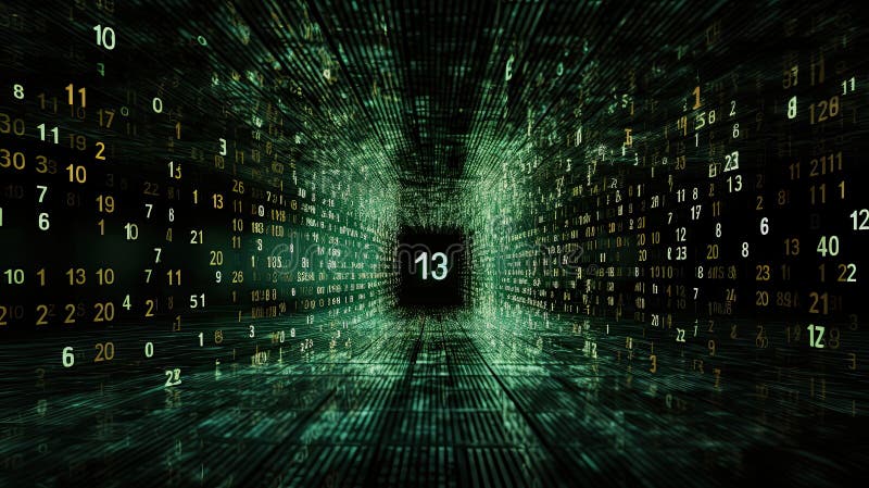 Illustration of the Unlucky Number 13 in a Tunnel of Numbers Stock ...