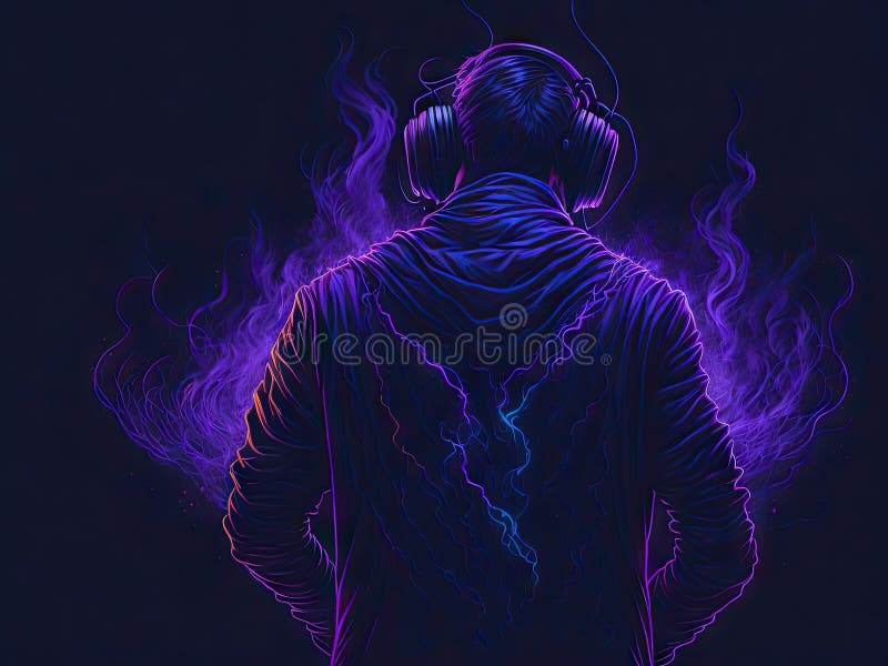 Illustration of Unrecognizable DJ Back View. Ai Generative Stock ...