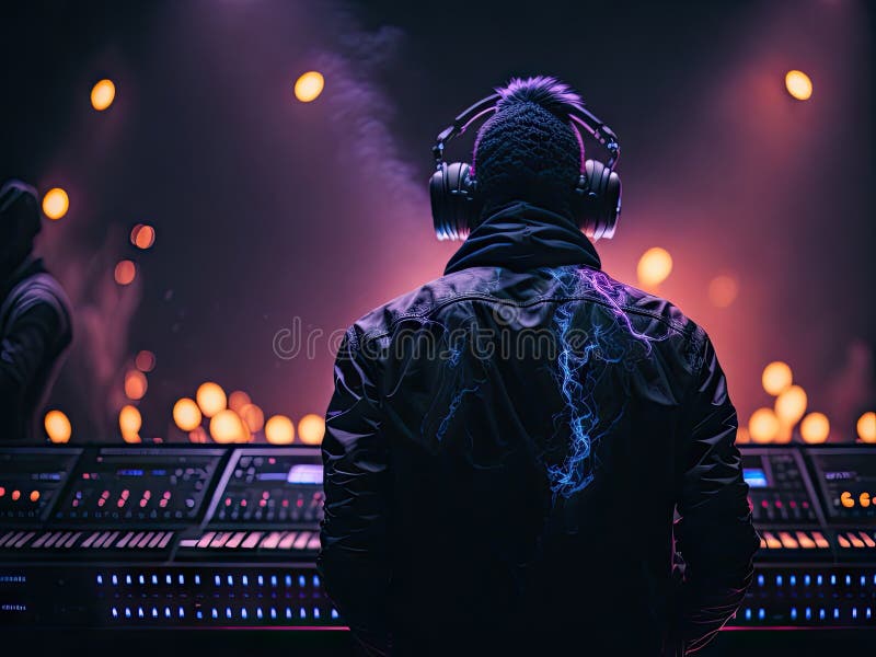 Illustration of Unrecognizable DJ Back View. Ai Generative Stock ...