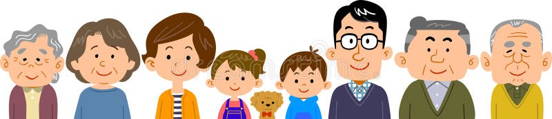 Illustration of the Upper Body of a Four-generation Family Stock Vector ...