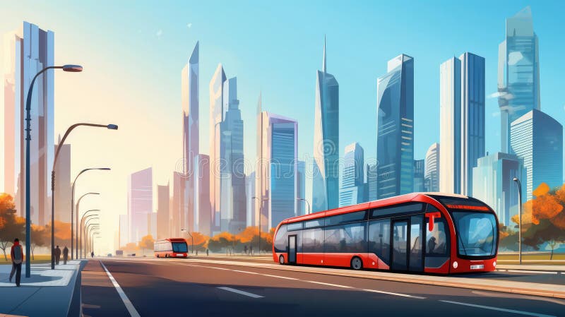 Illustration of the Urban Transport of the Future Stock Illustration ...