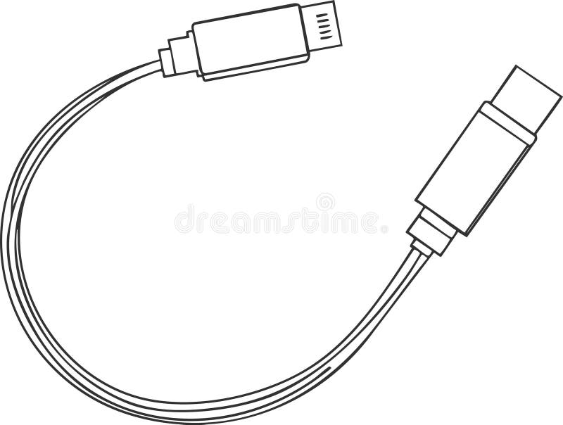 Illustration of a USB Cable with Connectors on Both Ends. Stock Vector ...
