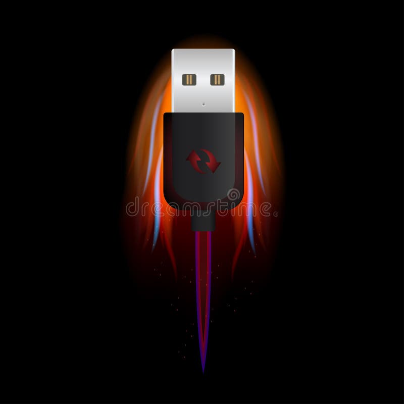 Illustration USB on Fire stock illustration. Illustration of color ...