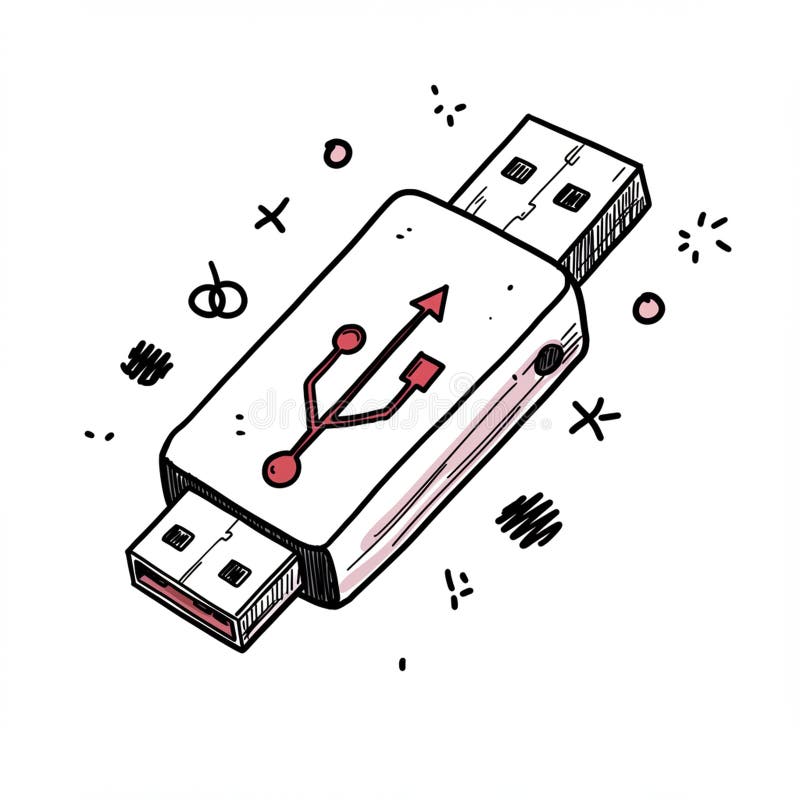 Illustration of a USB Flash Drive Featuring a Stylized Design with a ...