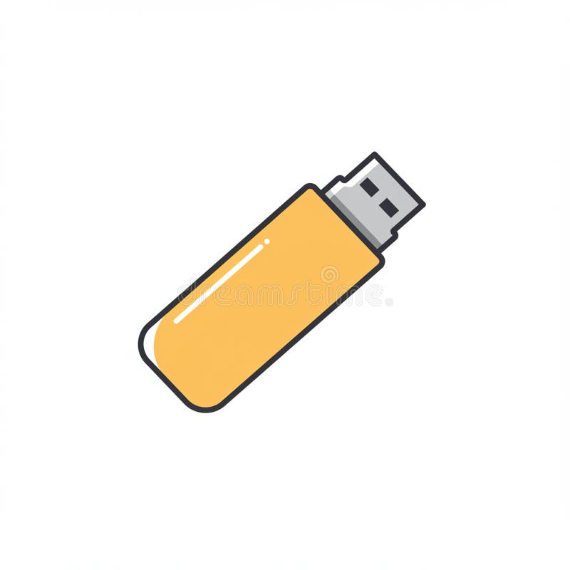 Illustration of a USB Flash Drive with a Yellow Casing and a Silver ...