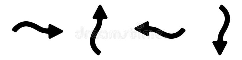 Arrows Curves Black Vector Set. Vector Set of Icons of Arrows in ...