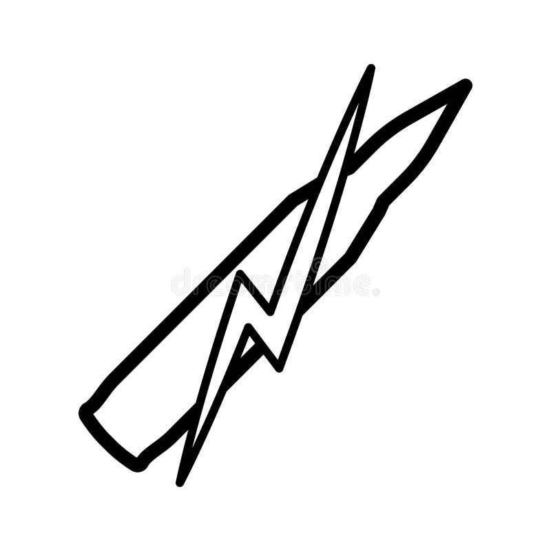 Black Bullet with Lightning Bolt Vector Icon. Bullet and Lightning ...