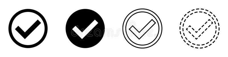 Check Marks Vector Set. Set of Black Checkmarks in Circles. Outlines of ...