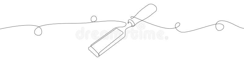 Chisel Line Continuous Drawing Vector. One Line Carpenter S Chisel ...