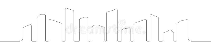 City Line Continuous Drawing Vector. One Line City Vector Background ...
