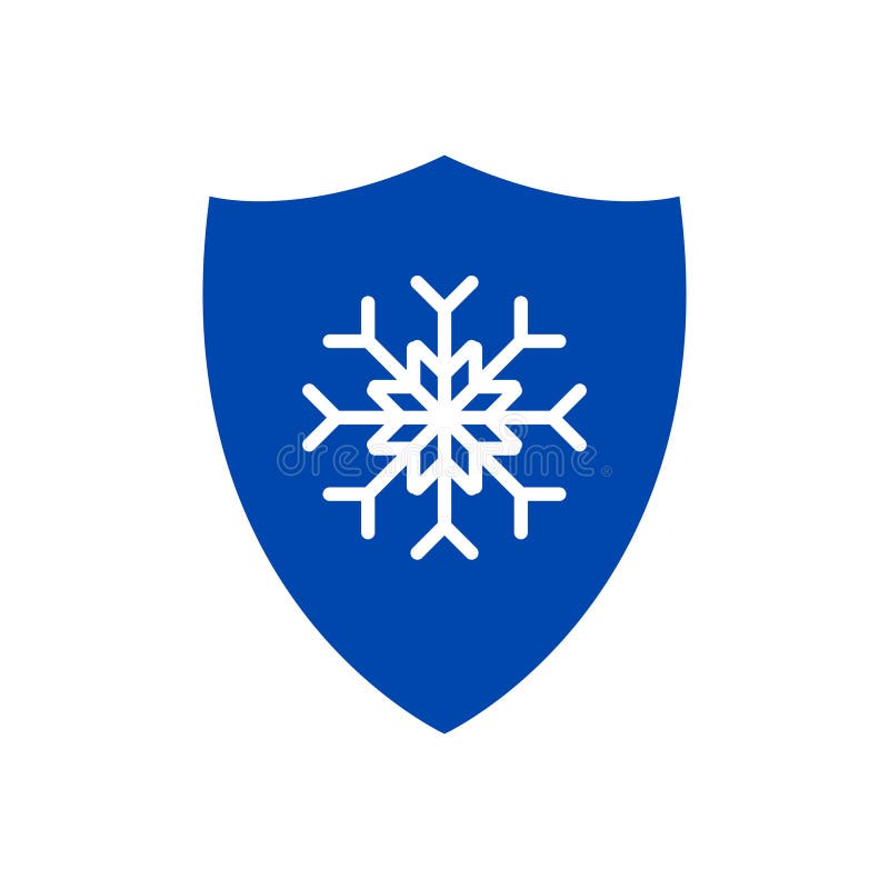 Cold Protection Vector Icon. Shield Icon with Snowflake in Flat Design ...