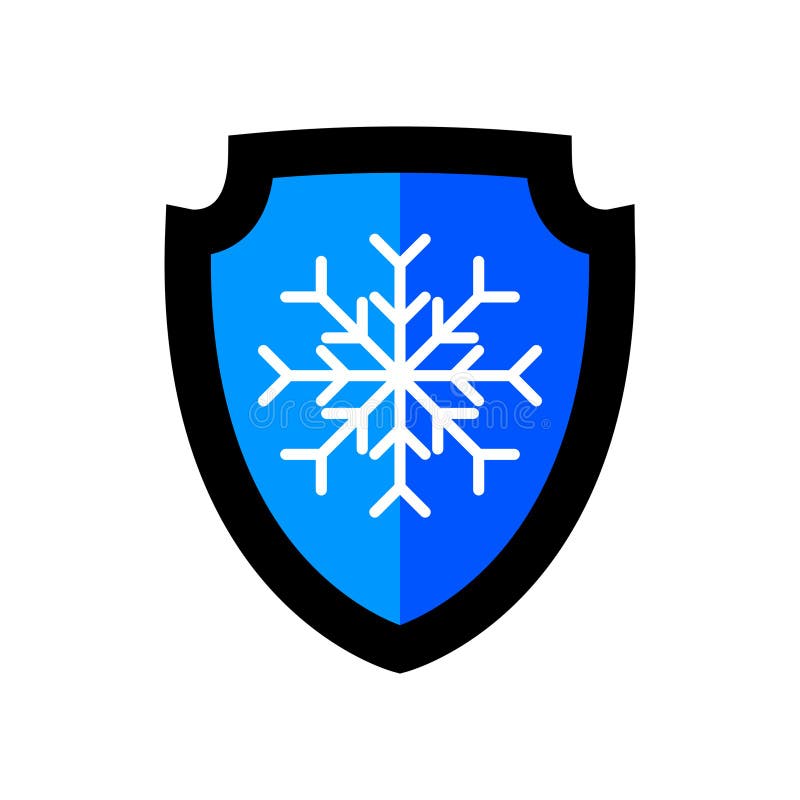 Cold Protection Vector Icon. Shield Icon with Snowflake in Flat Design ...