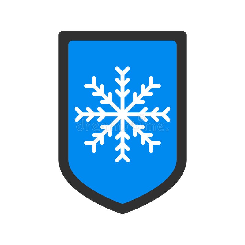 Cold Protection Vector Icon. Shield Icon with Snowflake in Flat Design ...