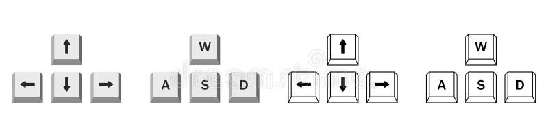 Computer Keys Vector Set. Computer Buttons Arrows and Letters Vector ...