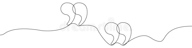 Continuous Line Drawing of Quotes Vector. Icon Linear Sign Quote Vector ...