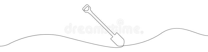 Continuous Line Drawing of Shovel Vector Icon. Single Line Shovel Icon ...