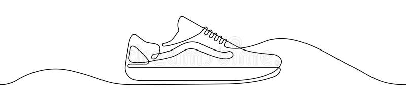 Continuous One Line Drawing of Sneakers Vector. Shoe Line Icon Sneaker ...