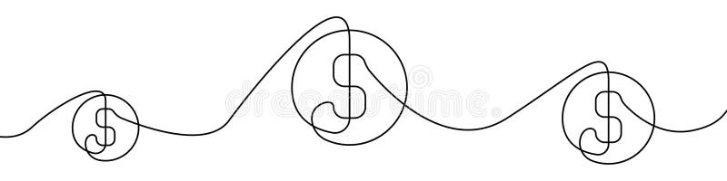 Dollar, Coins Sign Line Continuous Drawing Vector. One Line Dollar ...