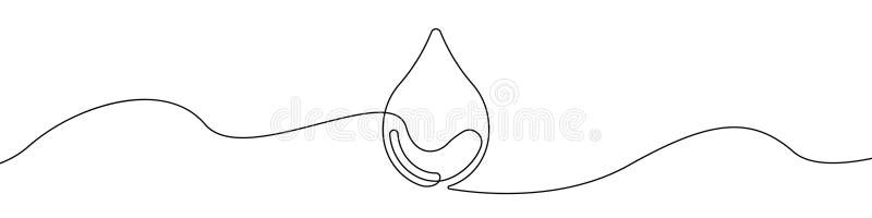 Drop, Condensate Sign Line Continuous Drawing Vector. One Line Drop ...