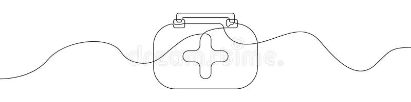 First Aid Kit Sign Line Continuous Drawing Vector. One Line First Aid ...