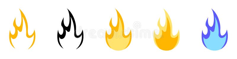 Flames Vector Set. Fire Icons Set in Flat Style. Ignition on a White ...