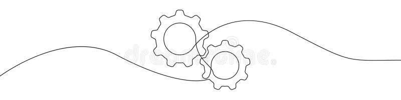 Gears Sign Line Continuous Drawing Vector. One Line Gears Vector ...