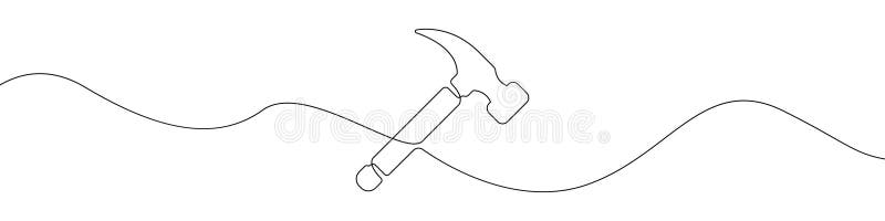 Hammer Sign Line Continuous Drawing Vector. One Line Hammer Vector ...