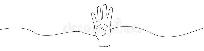 Hand Sign Icon Line Continuous Drawing Vector. One Line Fingers Icon ...
