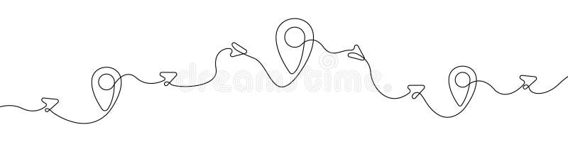 Label on Map Icon Line Continuous Drawing Vector. One Line Location ...