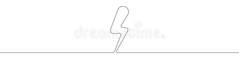Lightning Line Continuous Drawing Vector. One Line Lightning Vector ...
