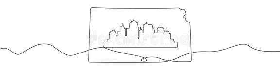 Map of the State of Kansas Icon Line Continuous Drawing Vector. One ...