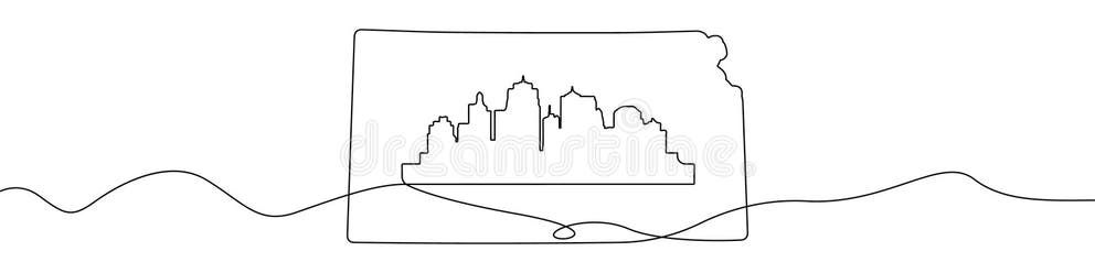 Map of the State of Kansas Icon Line Continuous Drawing Vector. One ...