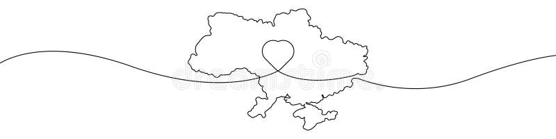Map of Ukraine Line Continuous Drawing Vector. One Line Map of Ukraine ...